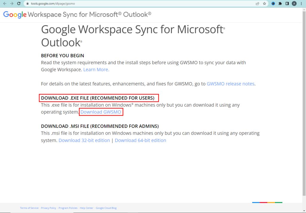 GWSMO Synchronization of Google Workspace with Outlook?