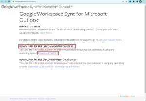 GWSMO Synchronization of Google Workspace with Outlook?