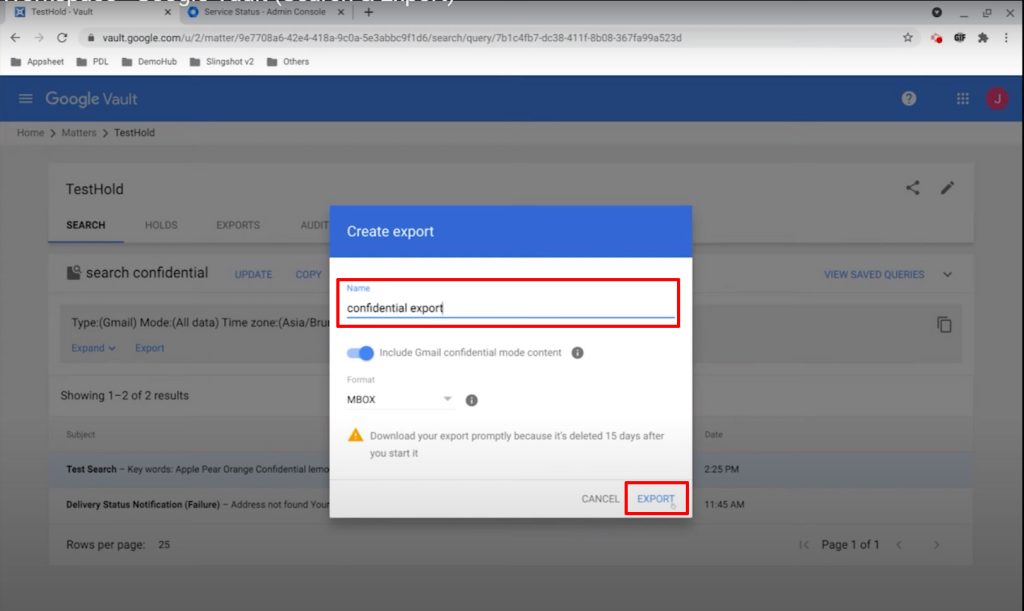 Google Vault: How Google Vault Data is Retained / Exported?